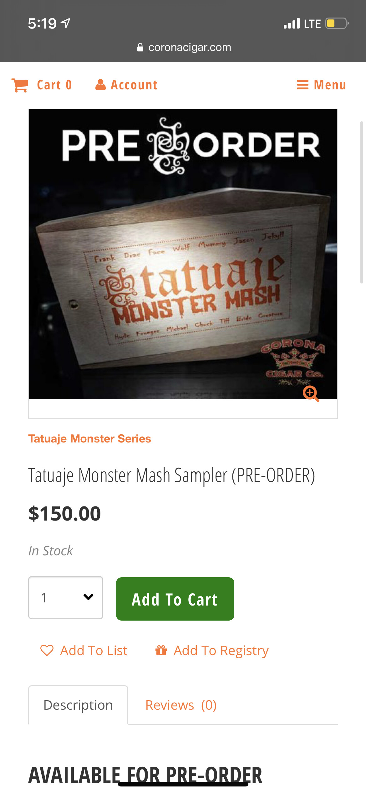 Tatuaje Monster Mash Pre Order at Corona Cigar. : r/cigars